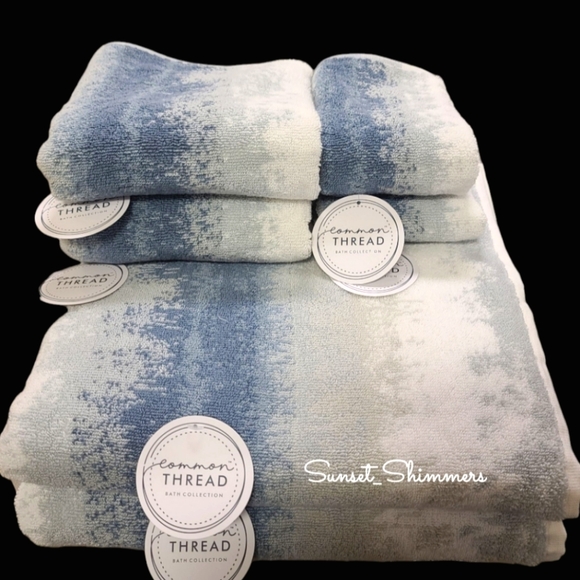 Bath | X6 Common Thread 10 Cotton Bath Hand Tip Towel Set Gray Blue ...
